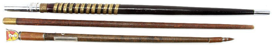 3 US MILITARY SWAGGER STICKS USMC & 38TH ARTILLERY