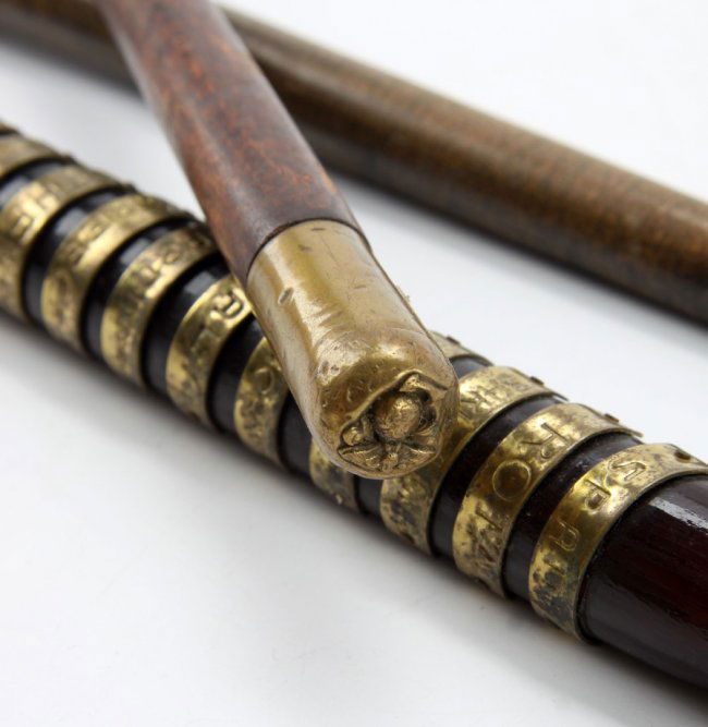 3 US MILITARY SWAGGER STICKS USMC & 38TH ARTILLERY : Lot 5595