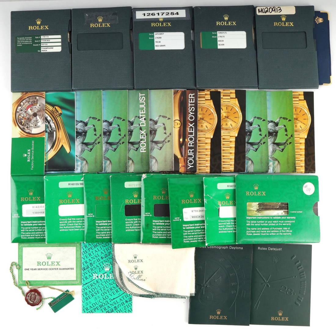 Large Lot Of Rolex Watch Paperwork Auction