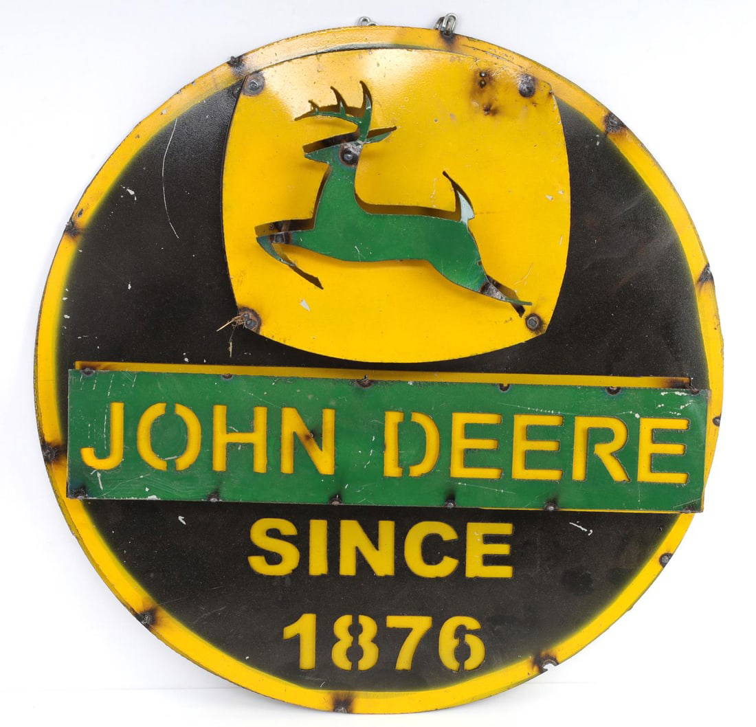 Vintage Metal John Deere Tractor Welded Sign Auction
