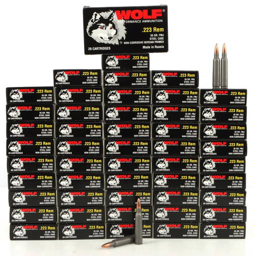 1000 Rounds Of .223 Rem Wolf 55gr Ammunition