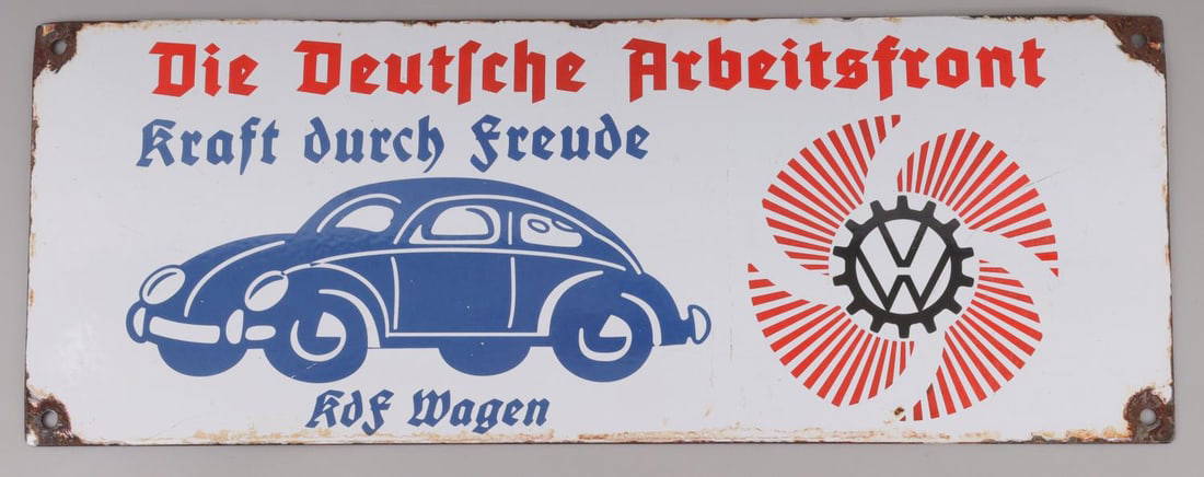 Wwii German Arbeitsfront Volkswagen Worker Sign Auction