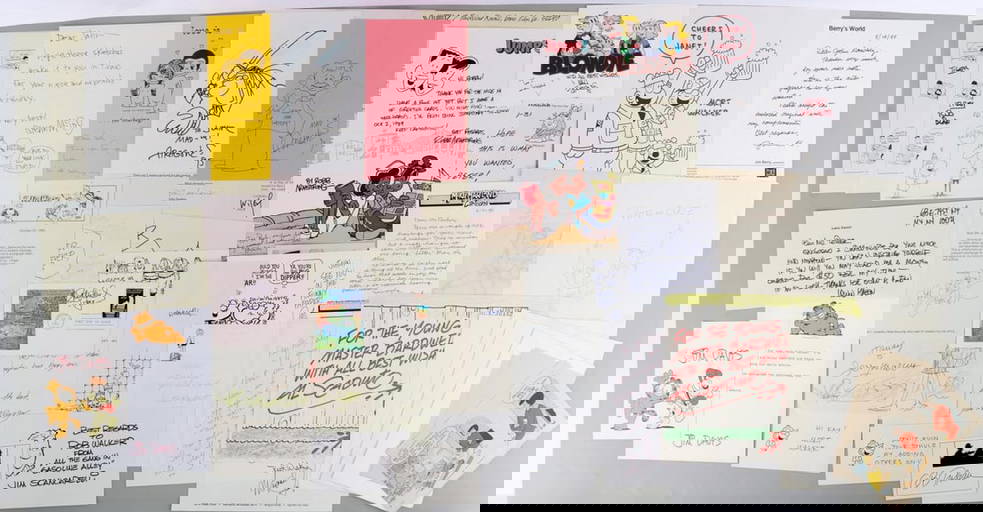 20+ Cartoonist Signature Leters & Drawings Lot