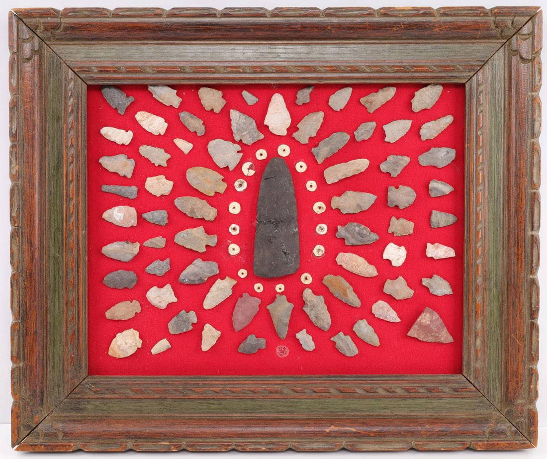 Native American Points Arrowhead Tool Display Auction