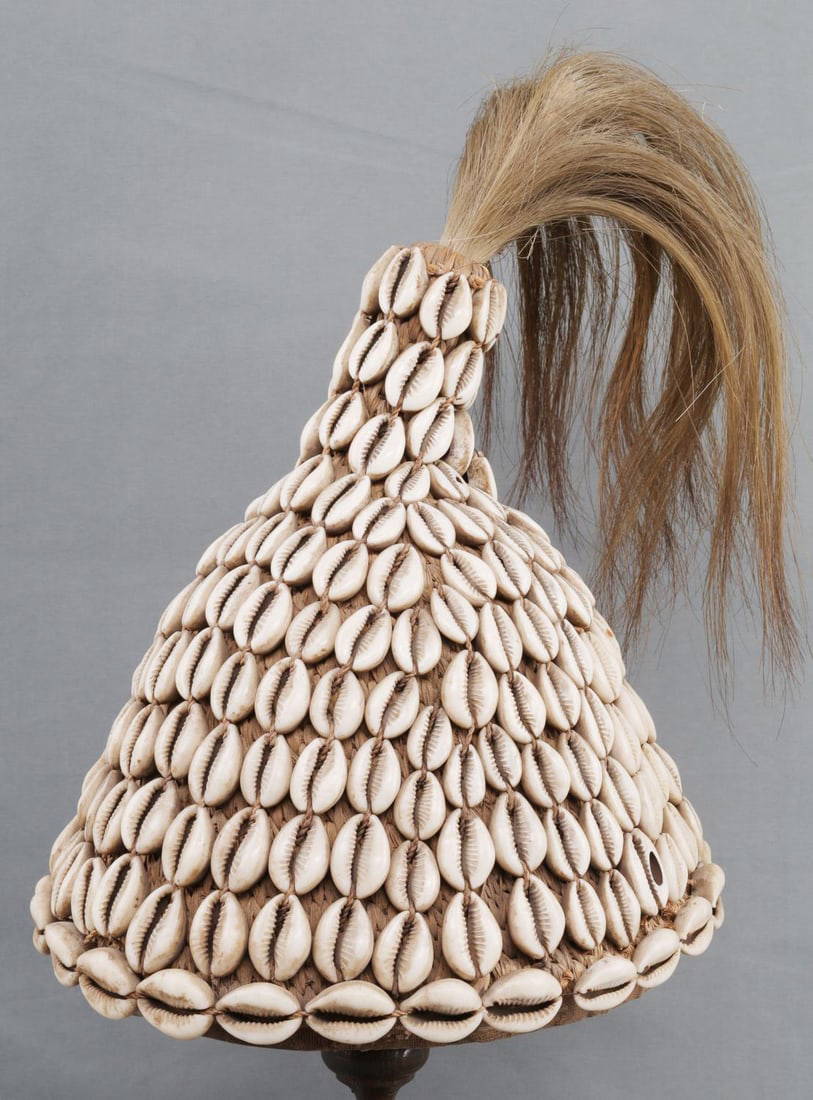 Antique African Tribal Cowrie Shell Headdress Auction