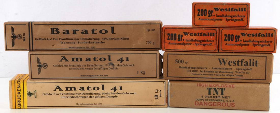 8 Wwii German Reich Model Trench Explosives Lot Auction