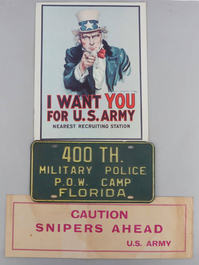 Wwii Us Army Pow Camp & Sniper Sign Poster Lot 3 Auction