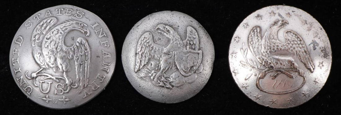 3 1812 -1815 United States Infantry Buttons Auction