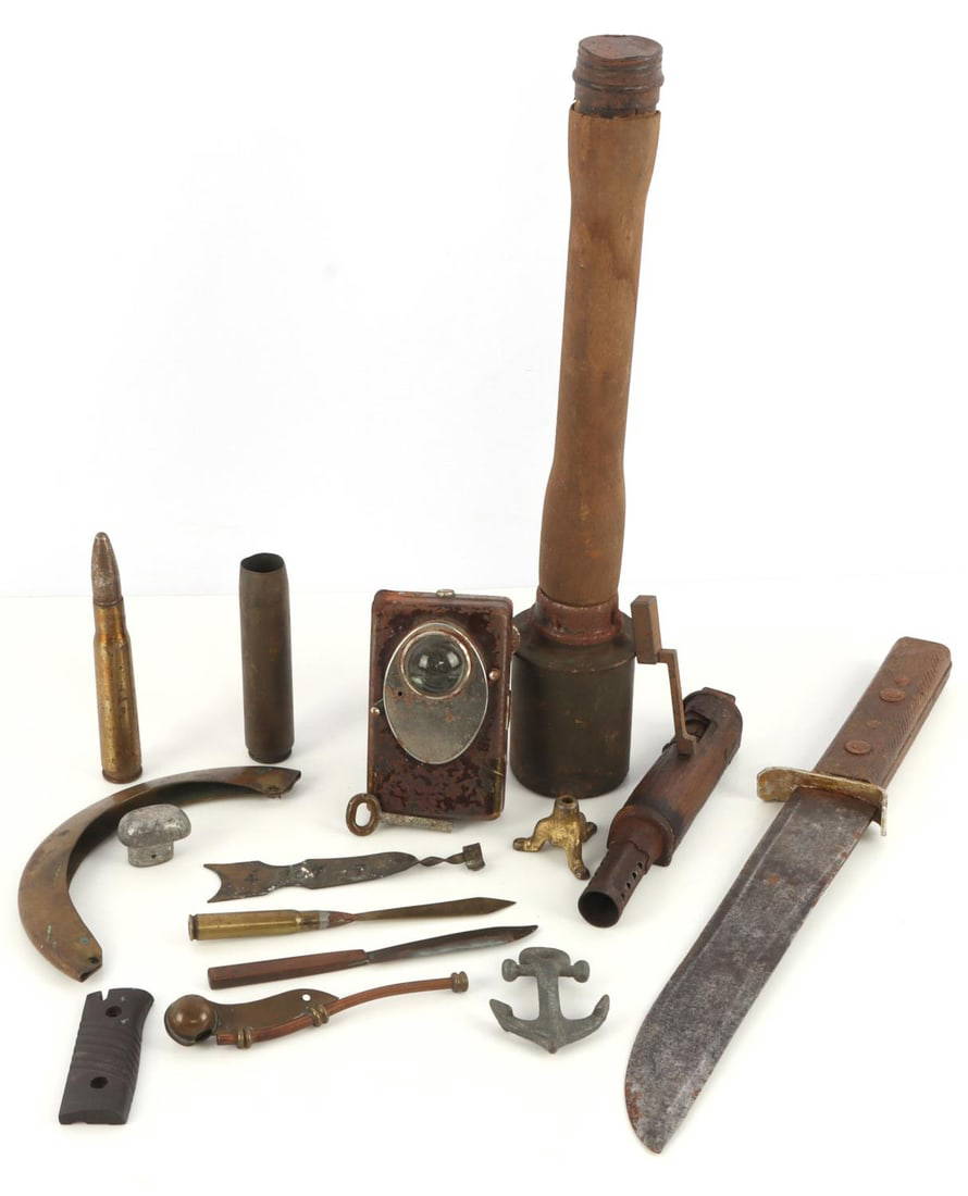 Wwi Wwii Brass & Copper Trench Art Artifact Lot 17 Auction