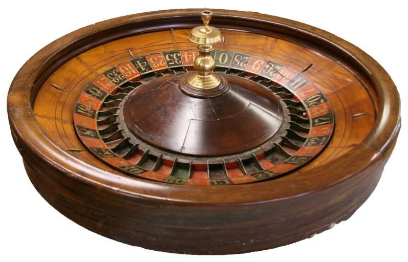 Antique Wood And Brass Roulette Wheel