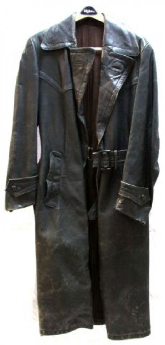 WWII GERMAN OFFICER WEHRMACHT LEATHER GREAT COAT