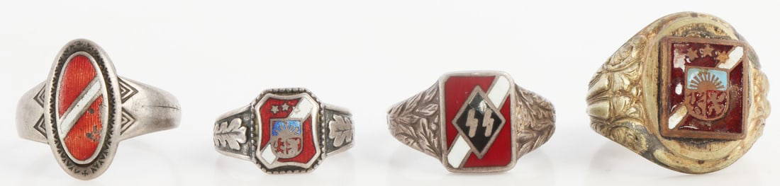 Lot Of 4 Wwii German Latvian Division Rings Auction
