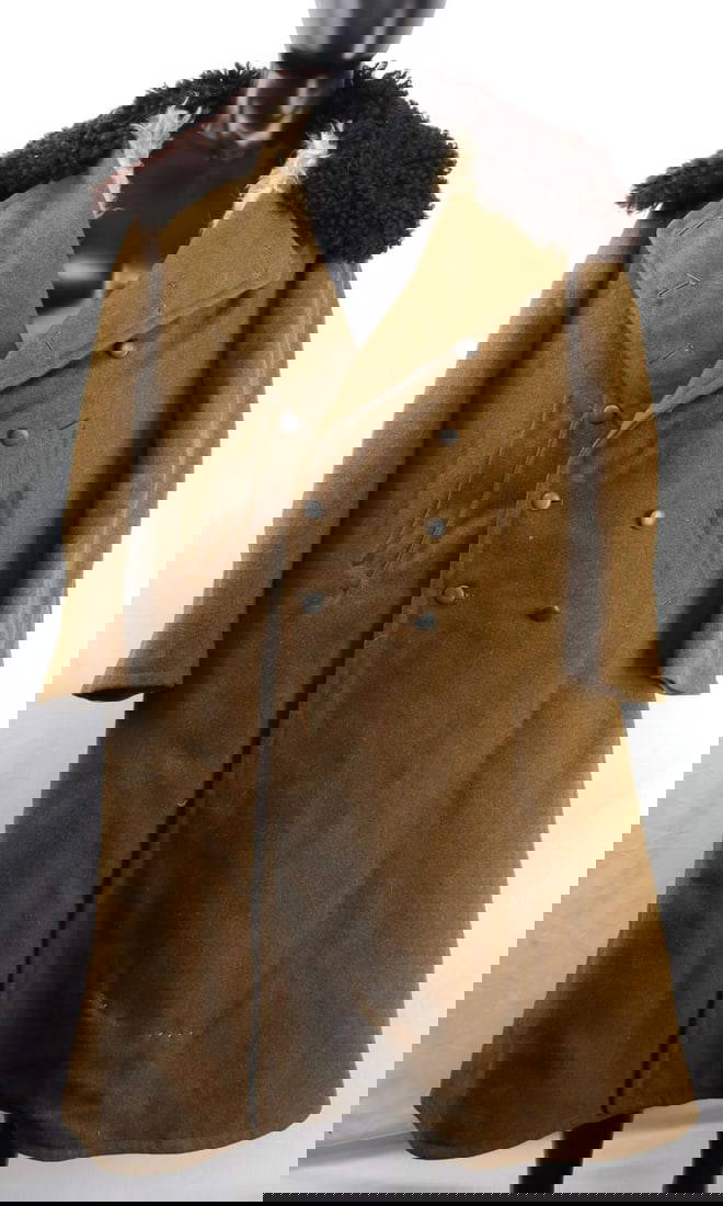 Soviet Russia Sheep Fur Lined Sherpa Tulup Coat Auction