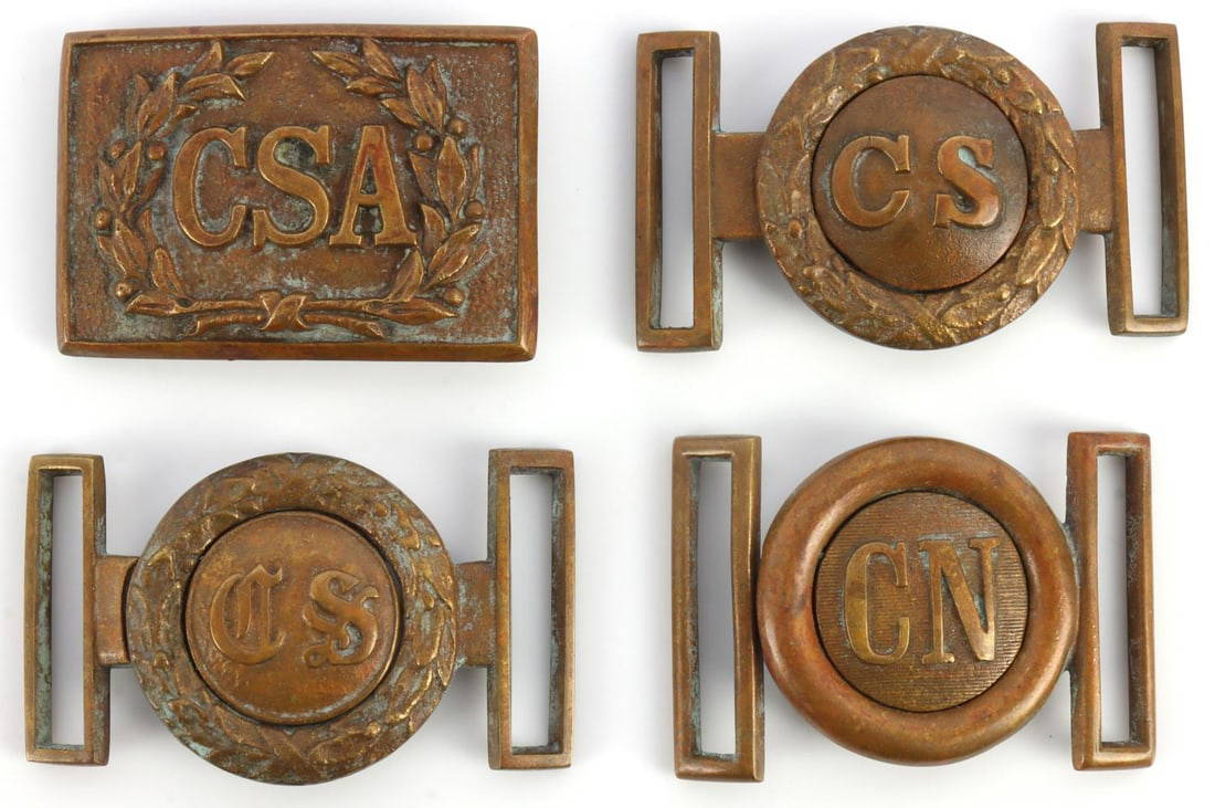 4pcs Confederate Csa Belt Buckle Parsleys Brass Auction