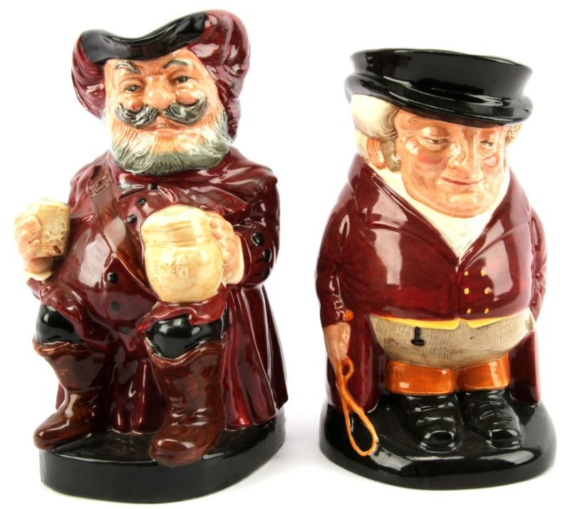 TWO ROYAL DOULTON LARGE TOBY JUG MUGS