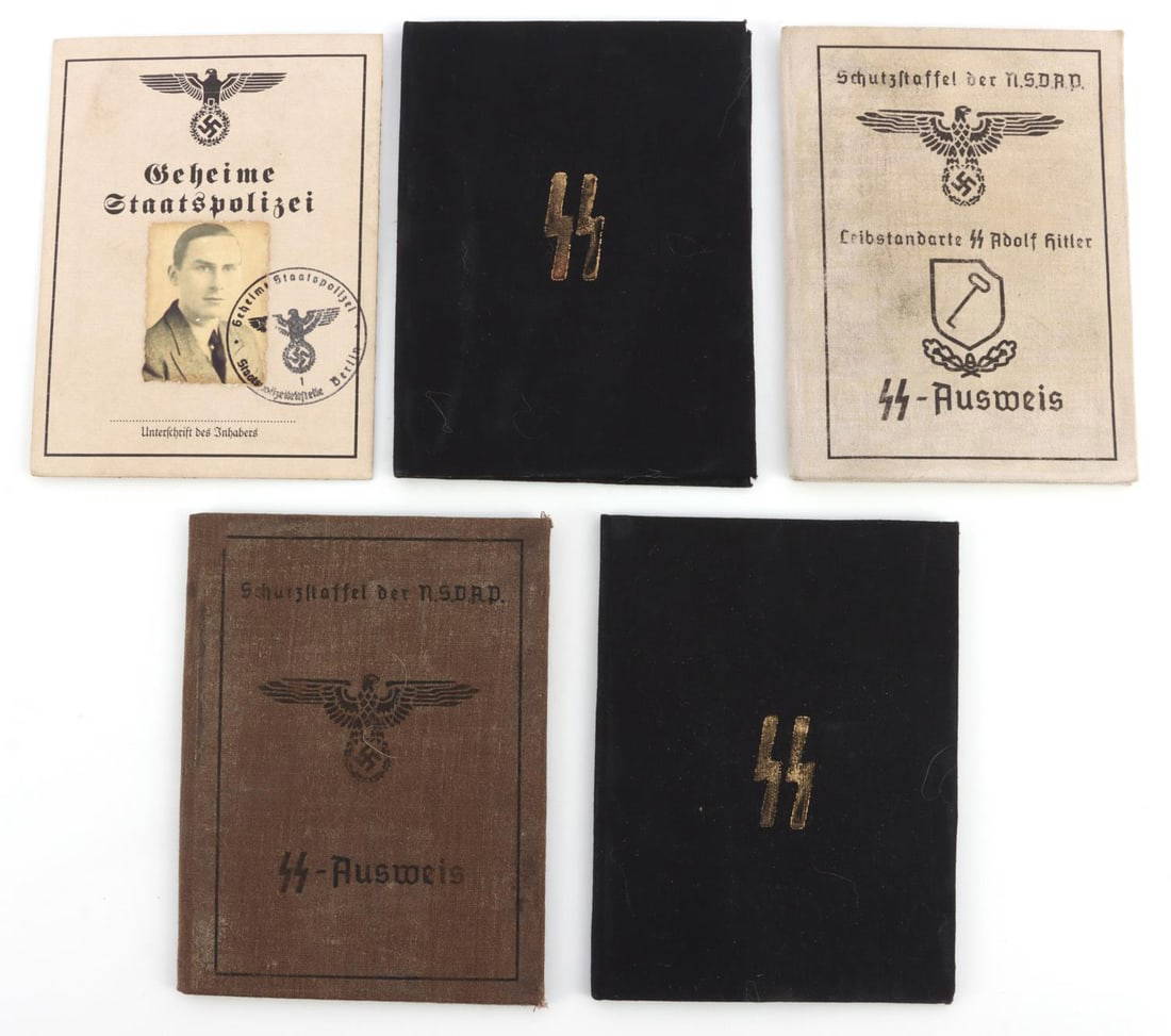 Lot Of 5 Wwii German Ausweis Identification Cards Auction