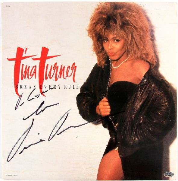 TINA TURNER SIGNED ALBUM COVER WITH COA