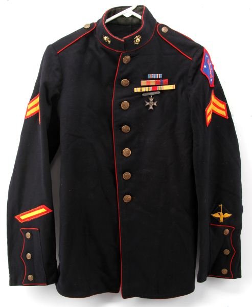 WWII USMC DRESS BLUES 1ST MARINES AIR GUNNER TUNIC