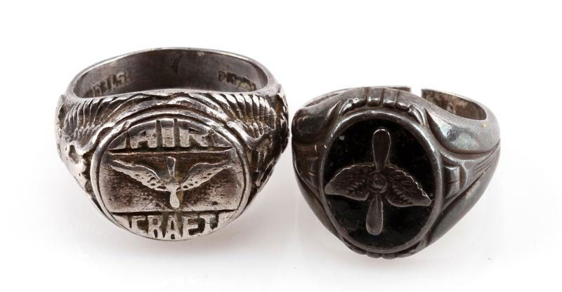 2 WWII STERLING US ARMY AIR CORPS SERVICE RINGS
