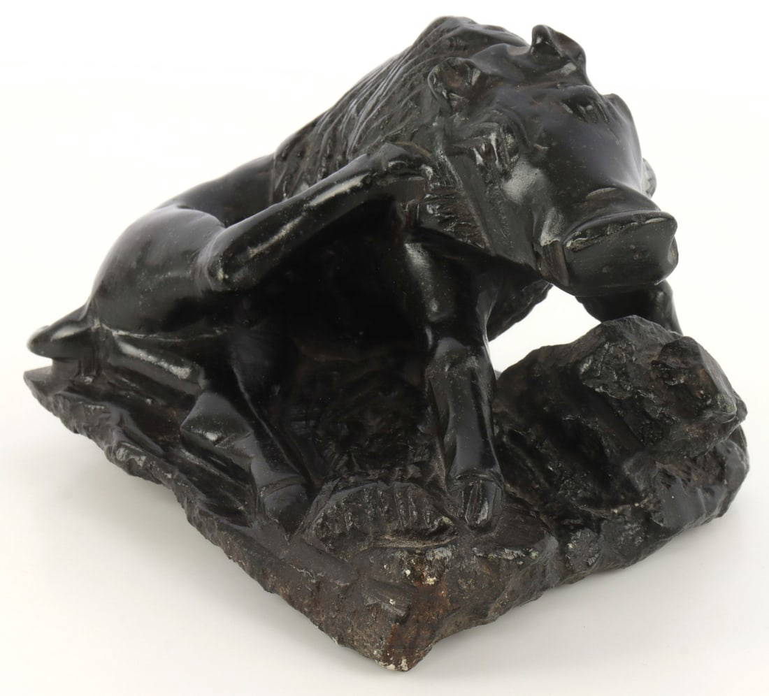 Stone Wild Boar Razorback Sculpture Auction