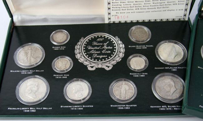 2 SETS OF 100 YEARS OF U.S. SILVER COIN DESIGNS : Lot 4200