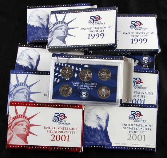 Us Mint Proof & State Quarters Sets & Silver Proof