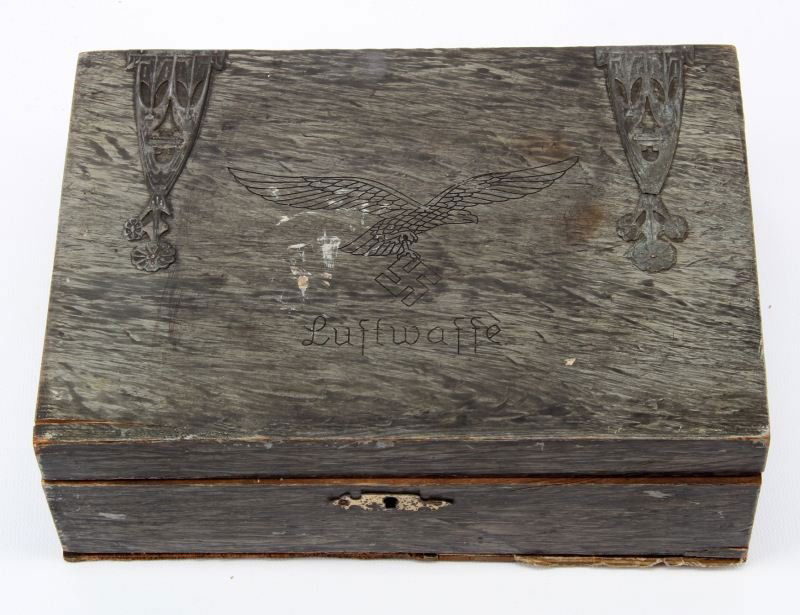 GERMAN WWII LUFTWAFFE WOODEN CIGAR BOX
