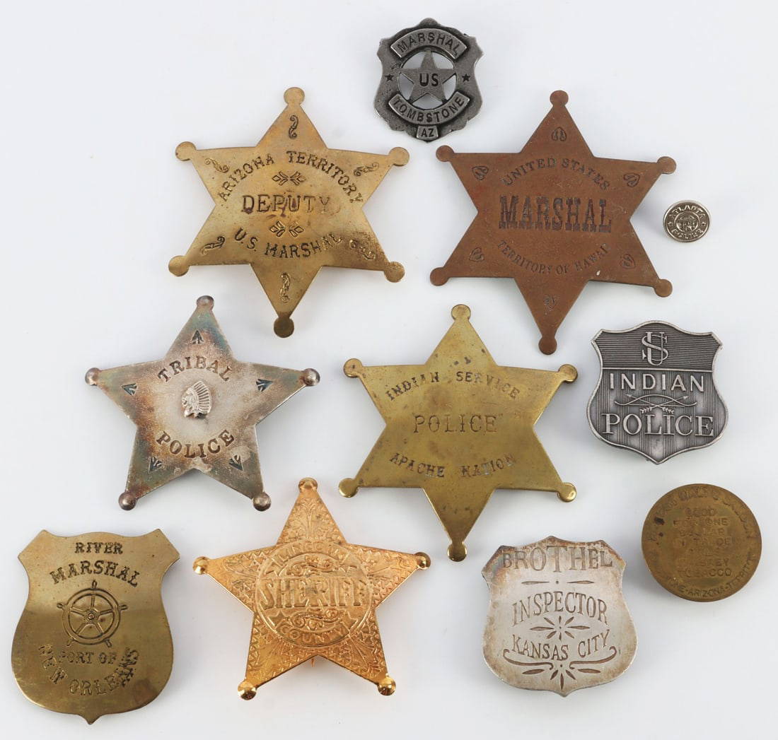 Lot 10 Old West Police Badge Tribal Marshal Indian Auction