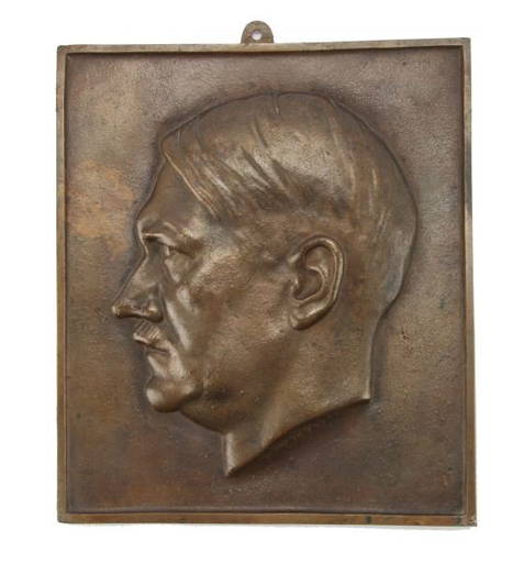 Bronze Hitler Profile Plaque Signed W. Wolff 33