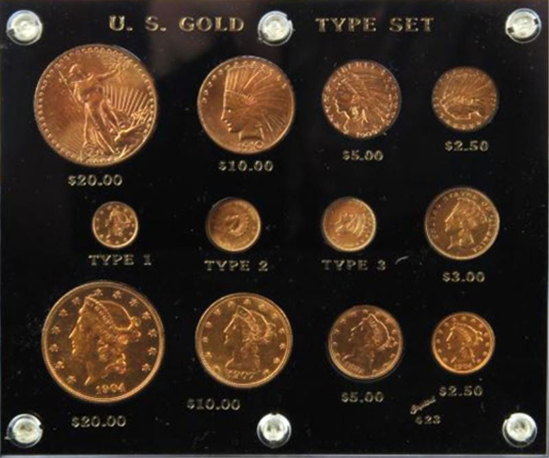 12 COIN U.S. GOLD TYPE SET INDIAN & LIBERTY AU MS
