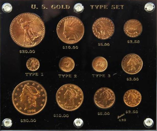 12 Coin U.s. Gold Type Set Indian & Liberty Au Ms