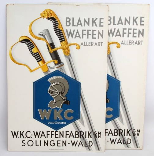 Two Original Wwii Wkc German Sword Sign Board Lot
