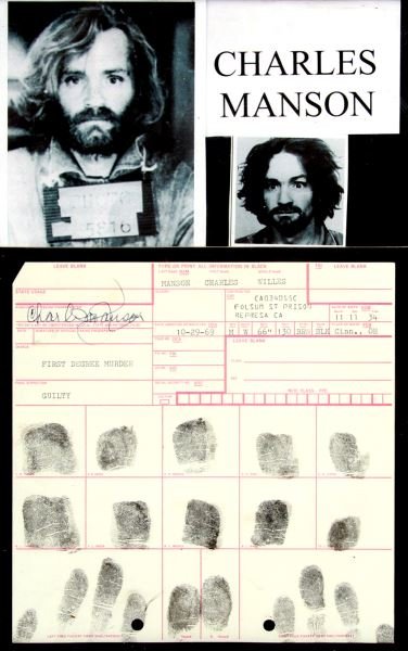 CHARLES MANSON SIGNED FINGERPRINT BOOKING CARD - Oct 13, 2013 ...