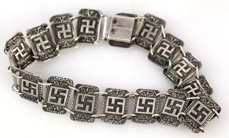 German Wwii Silver Swastika Bracelet