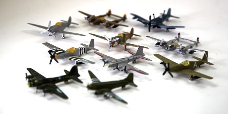 TEN DIE CAST MINIATURE WWII METAL TOY PLANES