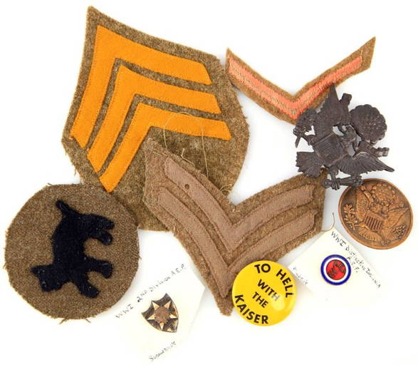 Wwi Cloth Insignia Cap Badge 2nd Div & Aef Pin