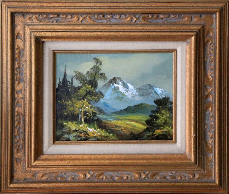 MOUNTAIN LANDSCAPE OIL PAINTING BY G. WHITMAN