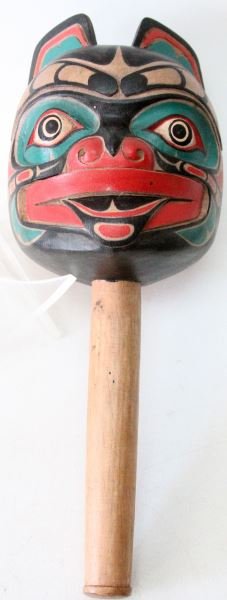 PACIFIC NORTHWEST COAST INDIAN SHAMAN HAIDA RATTLE