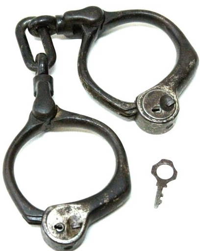 Vintage Bean Cobb Pat 1899 Handcuffs With Key