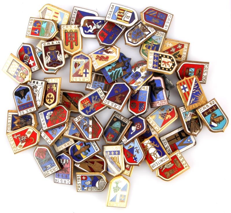 VINTAGE FRENCH POLICE SECURITY CRS BADGE LOT OF 58