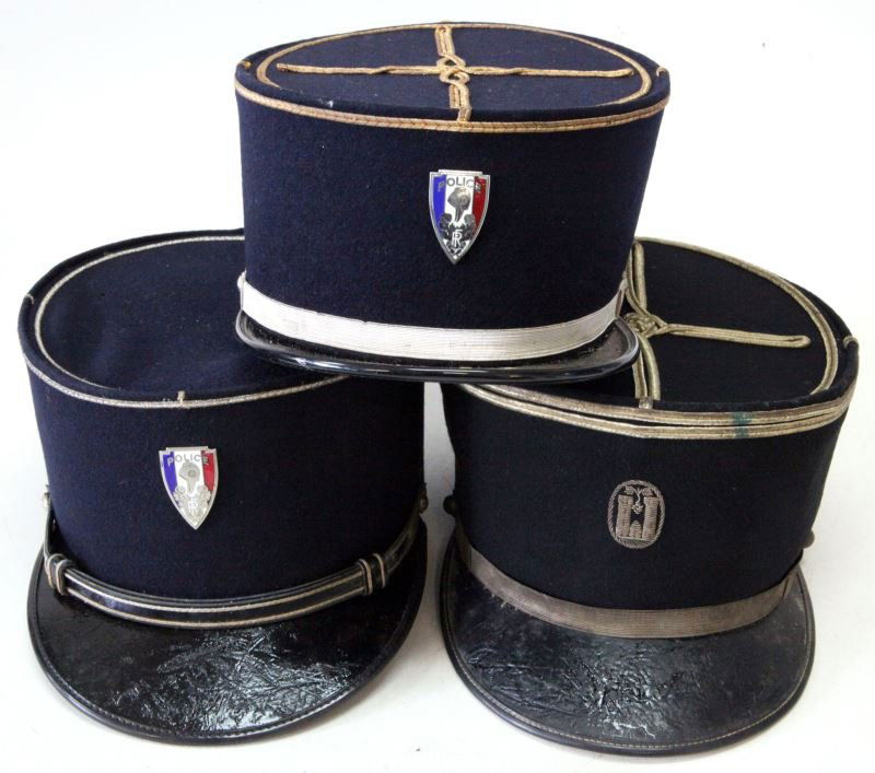 3 FRENCH POLICE KEPI HATS FROM POLICE MUSEUM W TAG