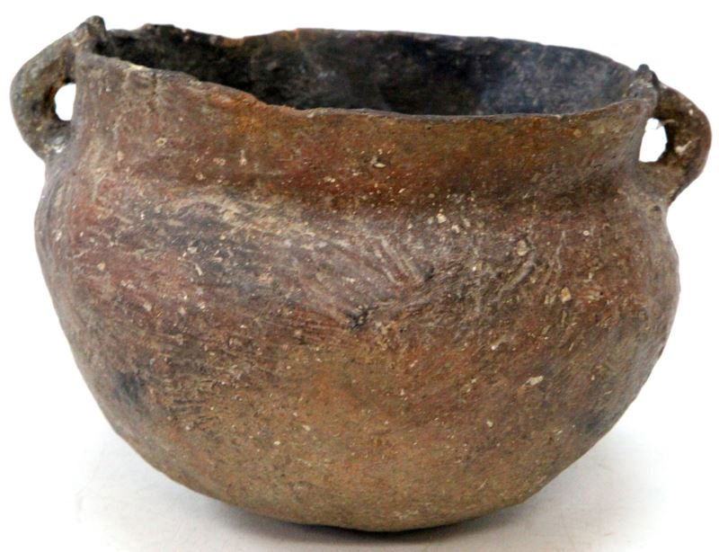NATIVE AMERICAN LARGE HANDLED WOODLAND PERIOD POT