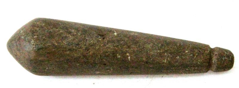 GROOVED GREEN STONE PLUMMET NATIVE AMERICAN