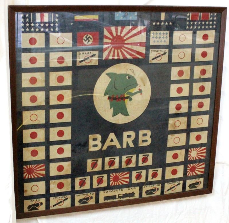 Rare Wwii 1945 Uss Barb Ss 220 Framed Battle Flag