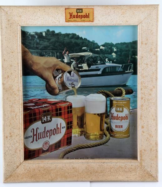 Vintage 1961 Hudepohl Backlit Beer Sign Hal Mfg.