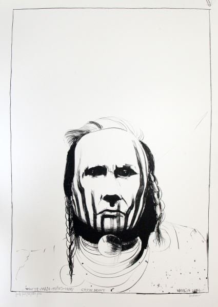 CROW SCOUT PORTRAIT LITHO LEONARD BASKIN 1974