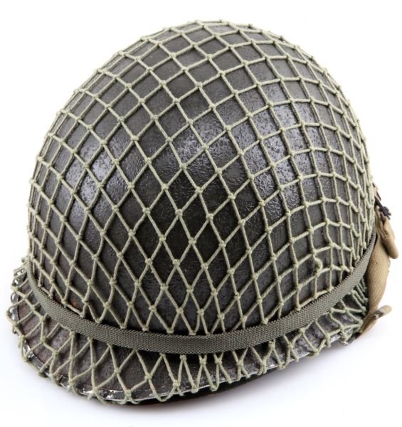 WWII M1 HELMET WITH LINER & FISHNET HELMET COVER