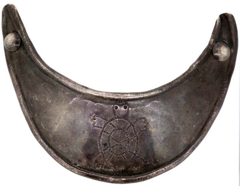 FRENCH TRADE SILVER GORGET WITH TURTLE