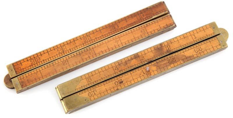 2 Antique Boxwood Folding Rulers Stanley & Lufkin