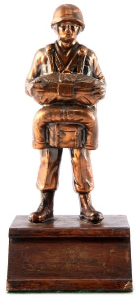 WWII PARATROOPER AIRBORNE BRONZE SCULPTURE 9"